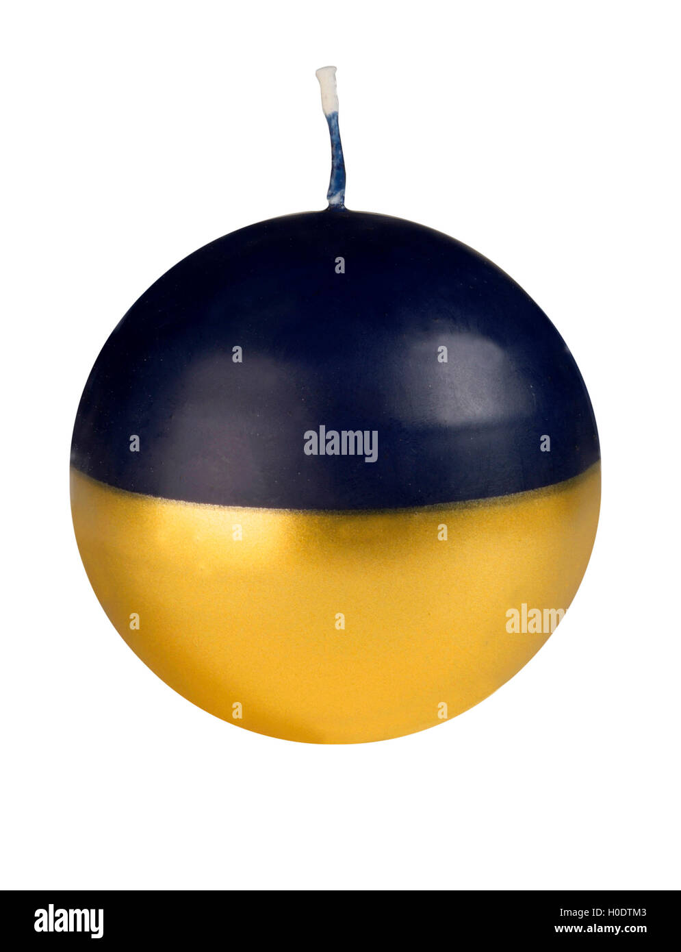 candle ball blue painted gold on a white background Stock Photo - Alamy
