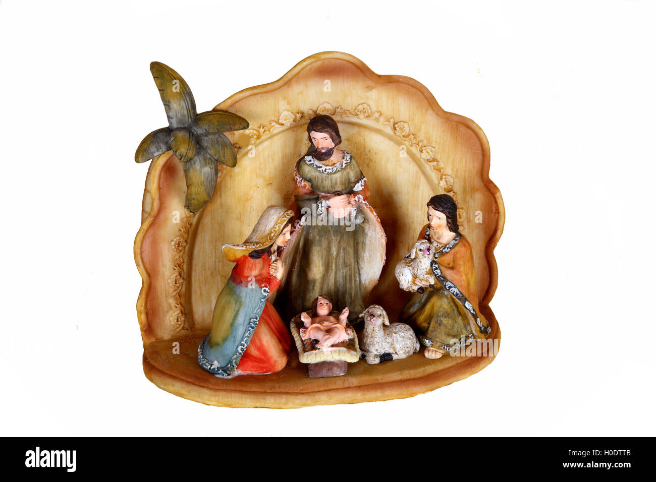 hut nativity scene on a white background Stock Photo - Alamy