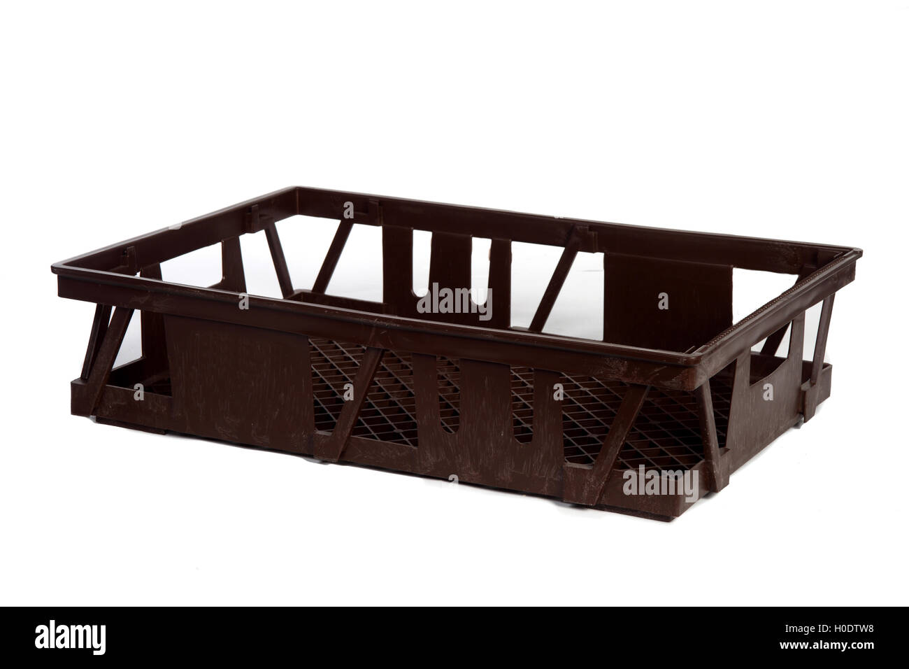 plastic crate for transport and preservation foods on white background ...