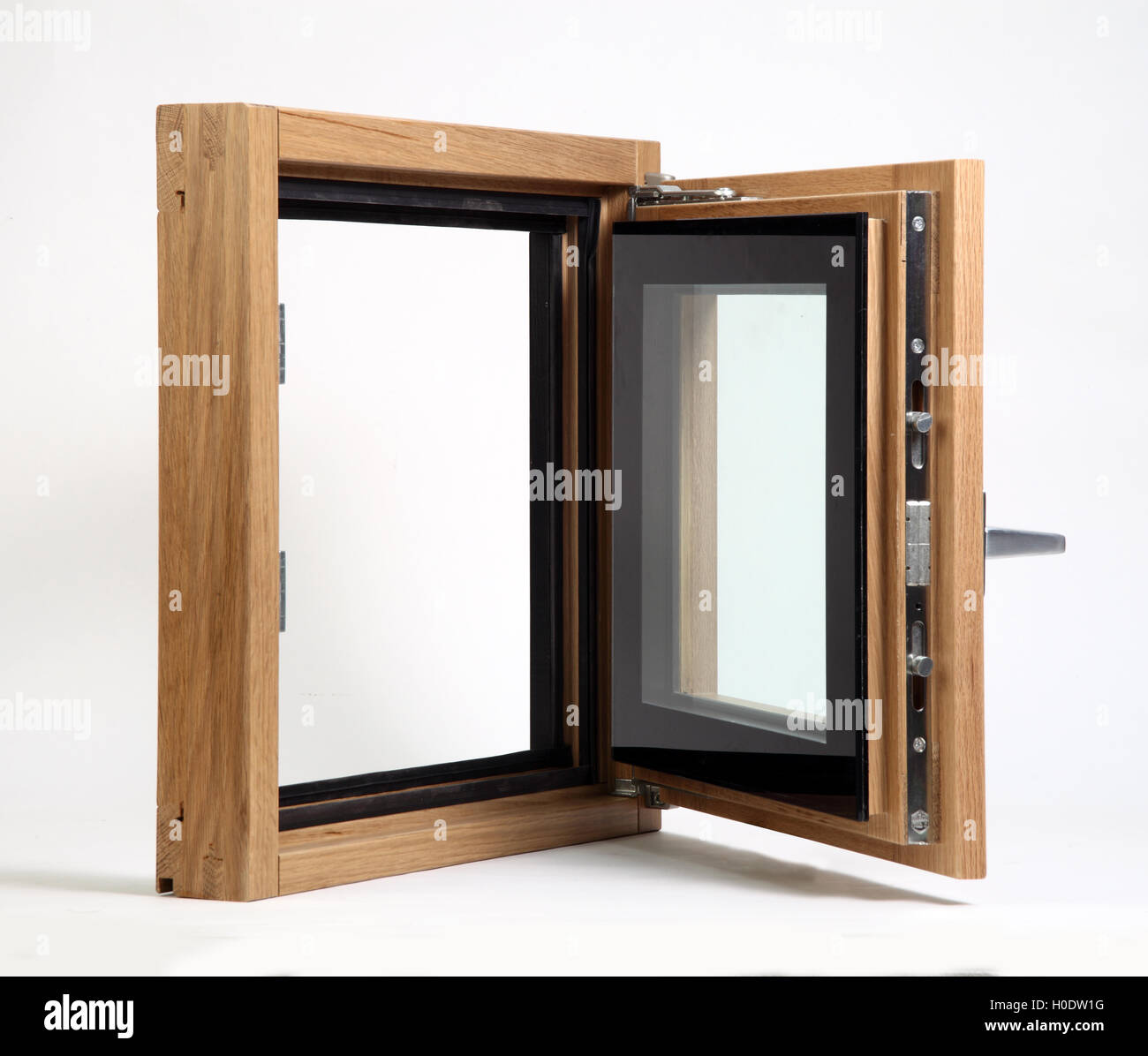 wooden window open on a white background Stock Photo - Alamy