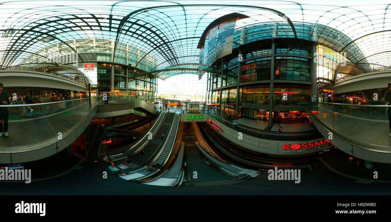 360 x 180 grad Panorama: Hauptbahnhof, Berlin Stock Photo - Alamy