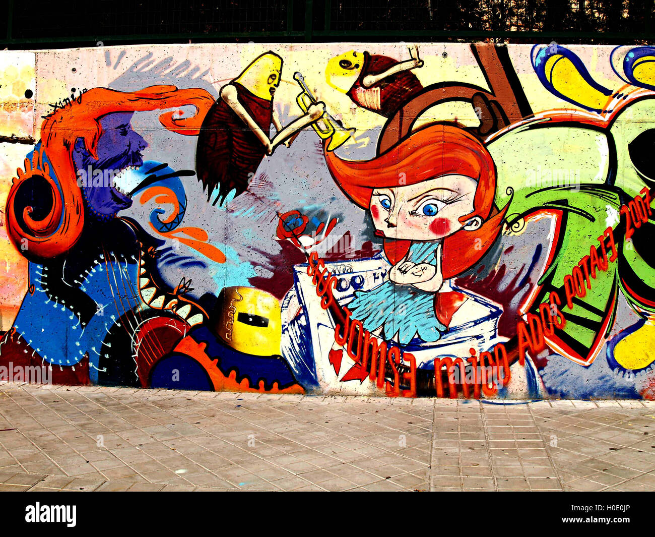 graffiti in the city of Santa Fe, Granada , Spain , October and ...