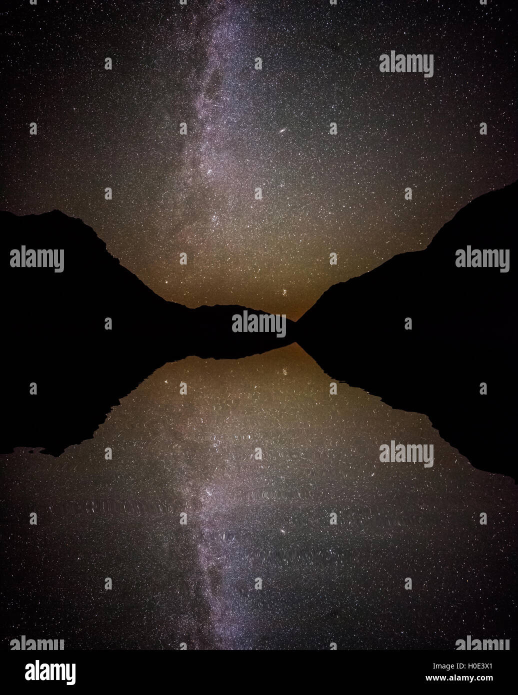 Night sky full of stars reflecting on the water surface Stock Photo - Alamy