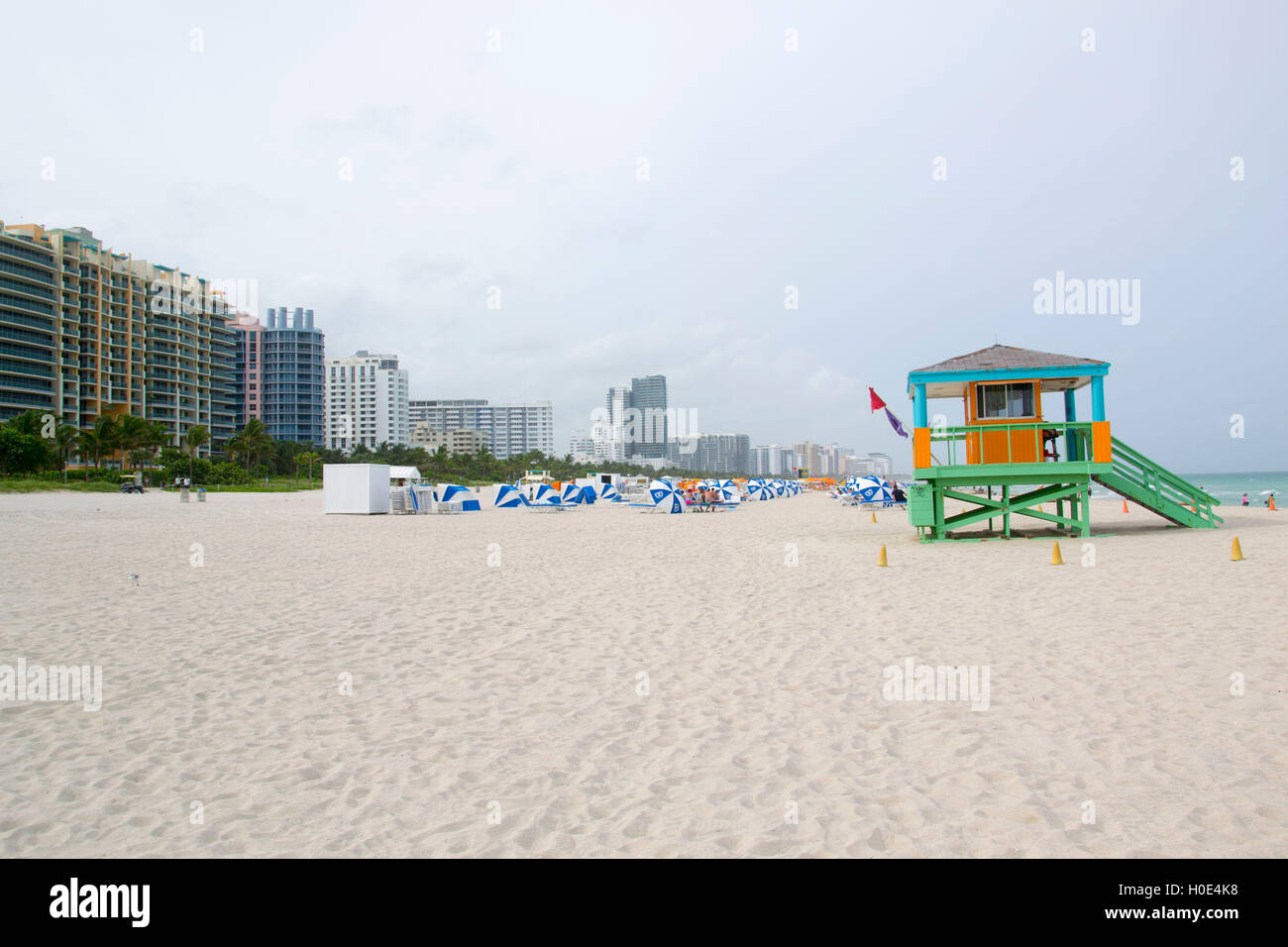 colorful Lifeguard Tower in South Beach, Miami Beach, Florida Stock ...