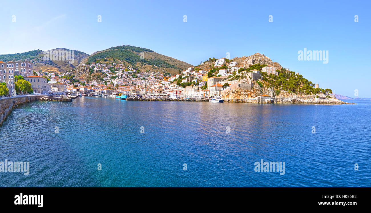 panoramic landscape of Hydra island Greece Stock Photo - Alamy