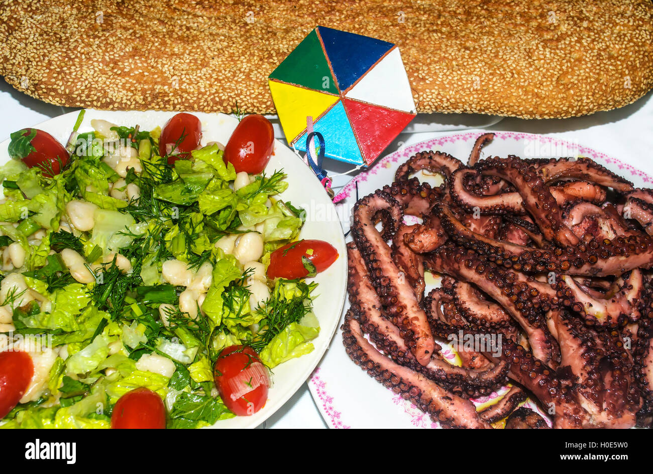 traditional greek food - Clean Monday food Stock Photo - Alamy