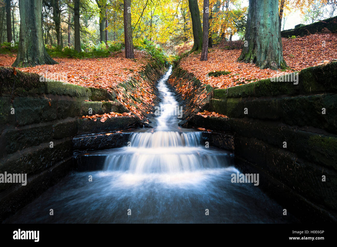 Overflow gully from Redmires dam,Wyming Brook, Sheffield, England Stock ...