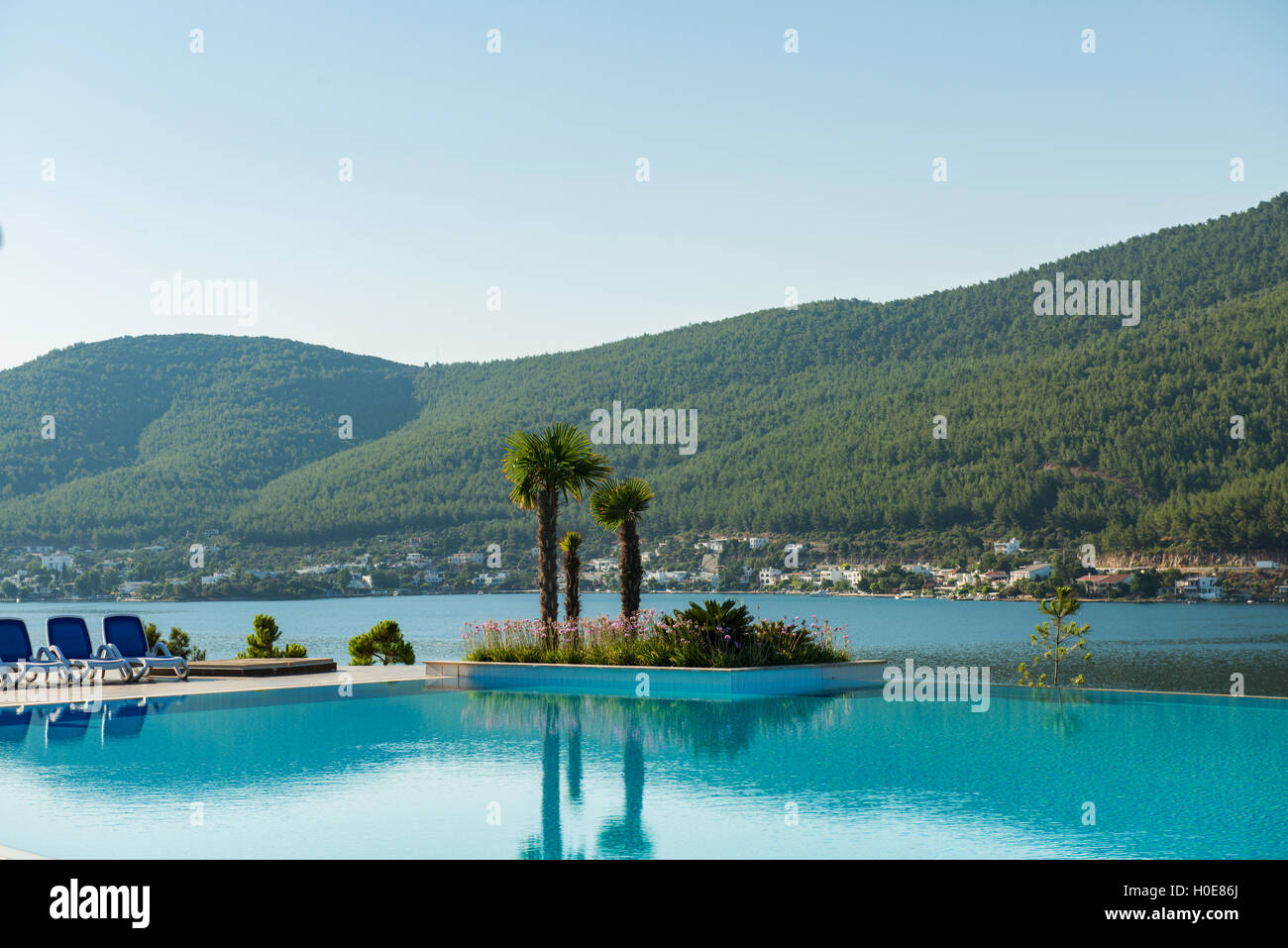 Nice swimming pool outdoors on bright summer day Stock Photo - Alamy