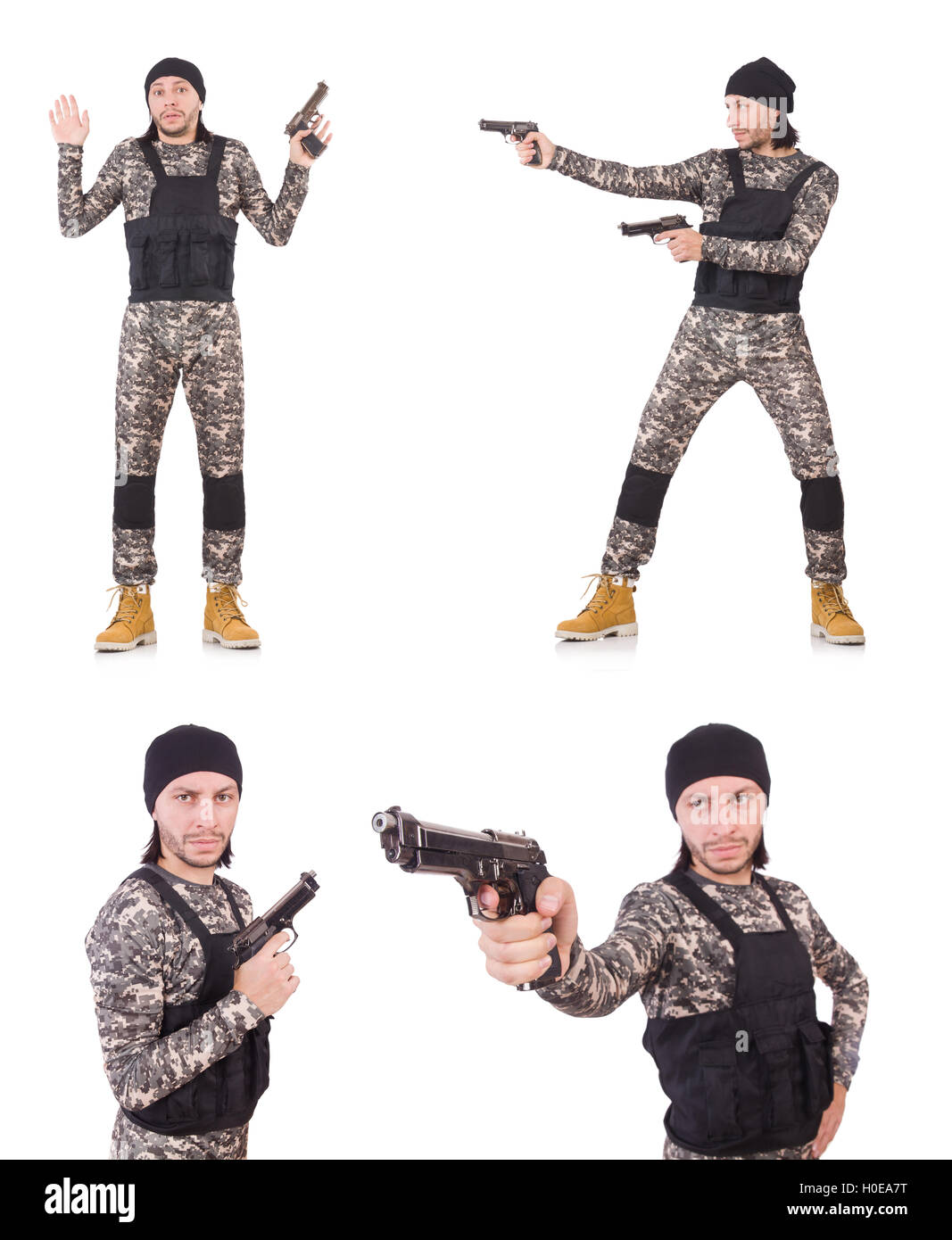 Soldier with gun isolated on white Stock Photo - Alamy