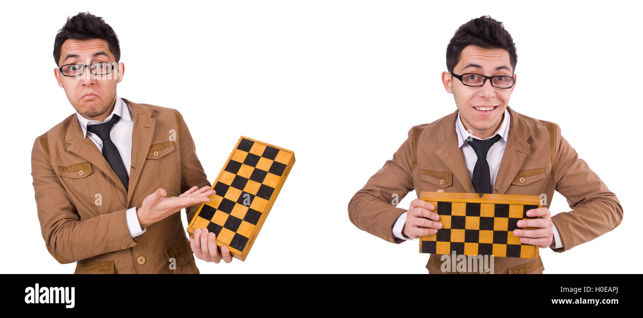 Funny chess player isolated on white Stock Photo - Alamy
