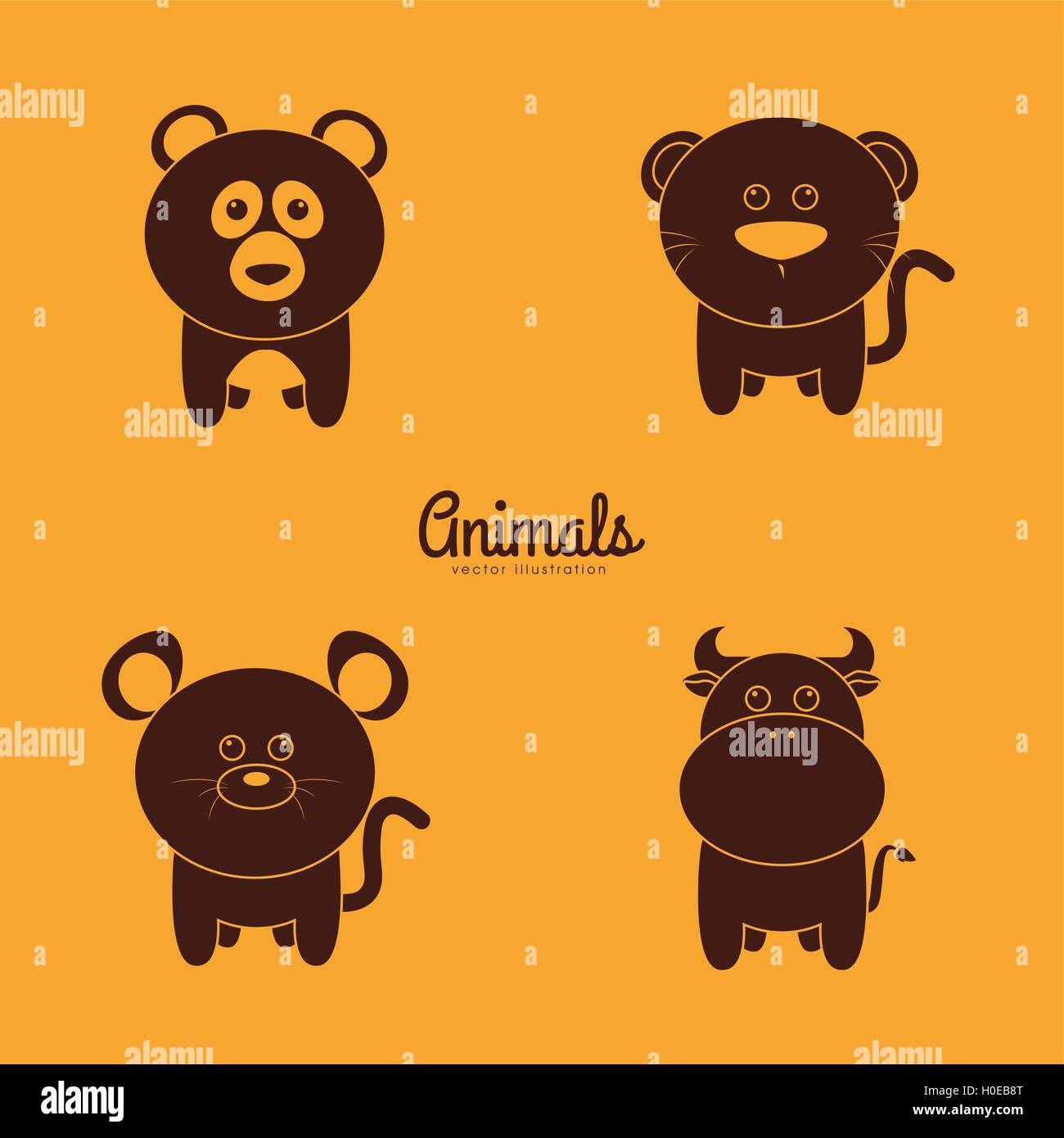 Cute Animals silhouettes Stock Vector Image & Art - Alamy