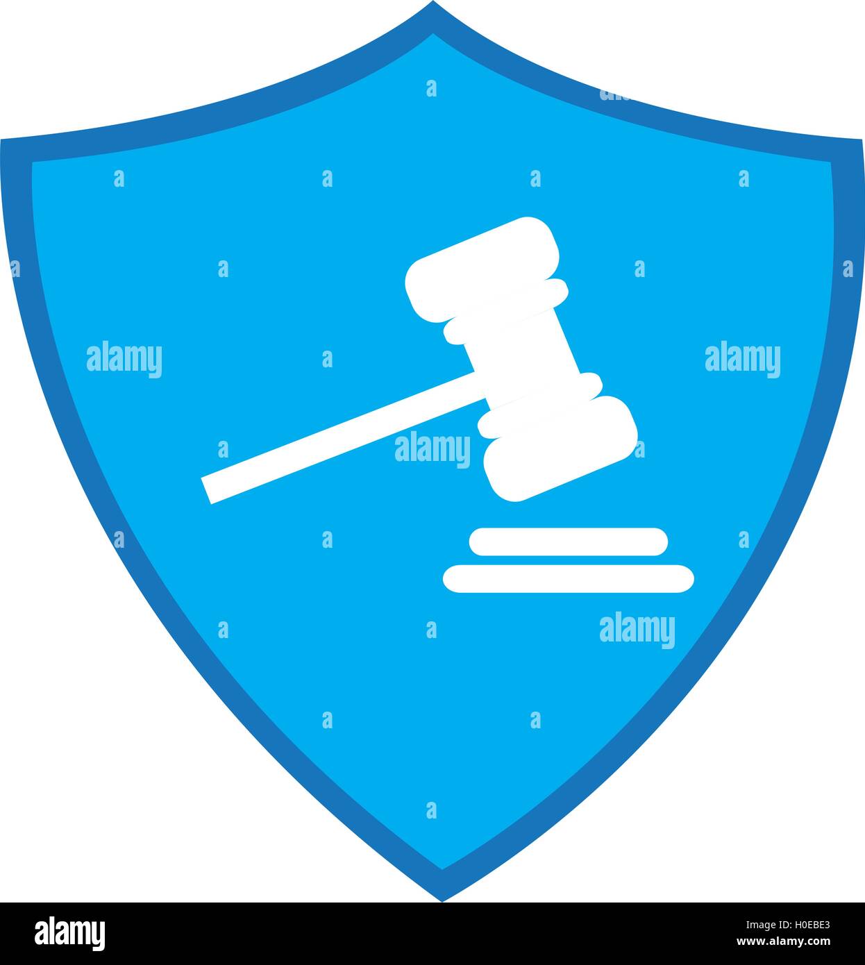 Isolated silhouette of a gavel on a heraldry shield, Vector ...