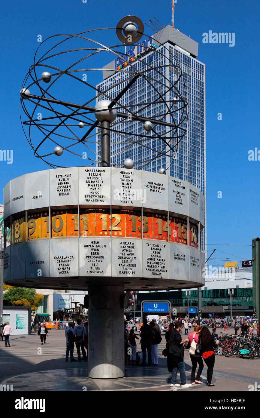 Berlin Alexander Square world time clock Stock Photo - Alamy