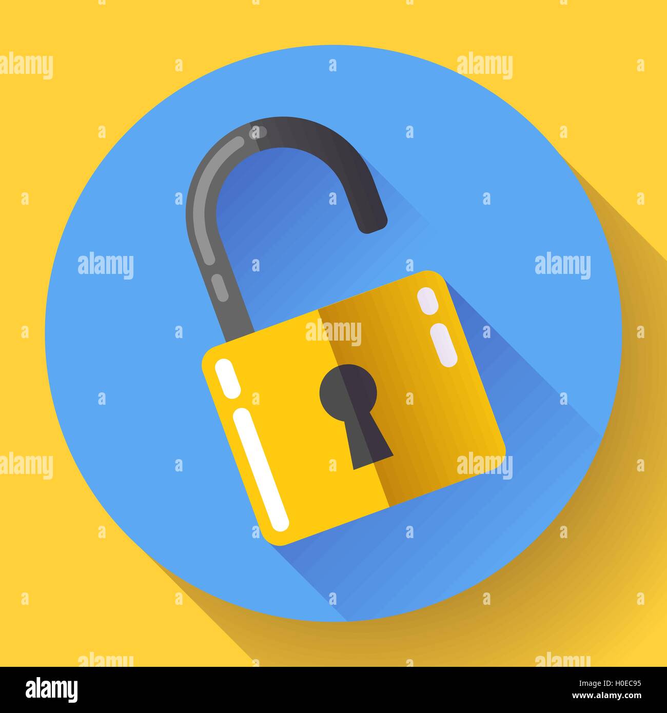 Vector lock icon with long shadow. Flat design style Stock Vector Image ...