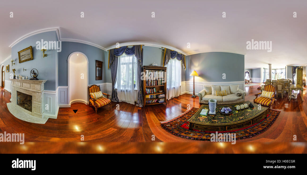Home interior in panoramic 360 degree view, full sphere Stock Photo - Alamy