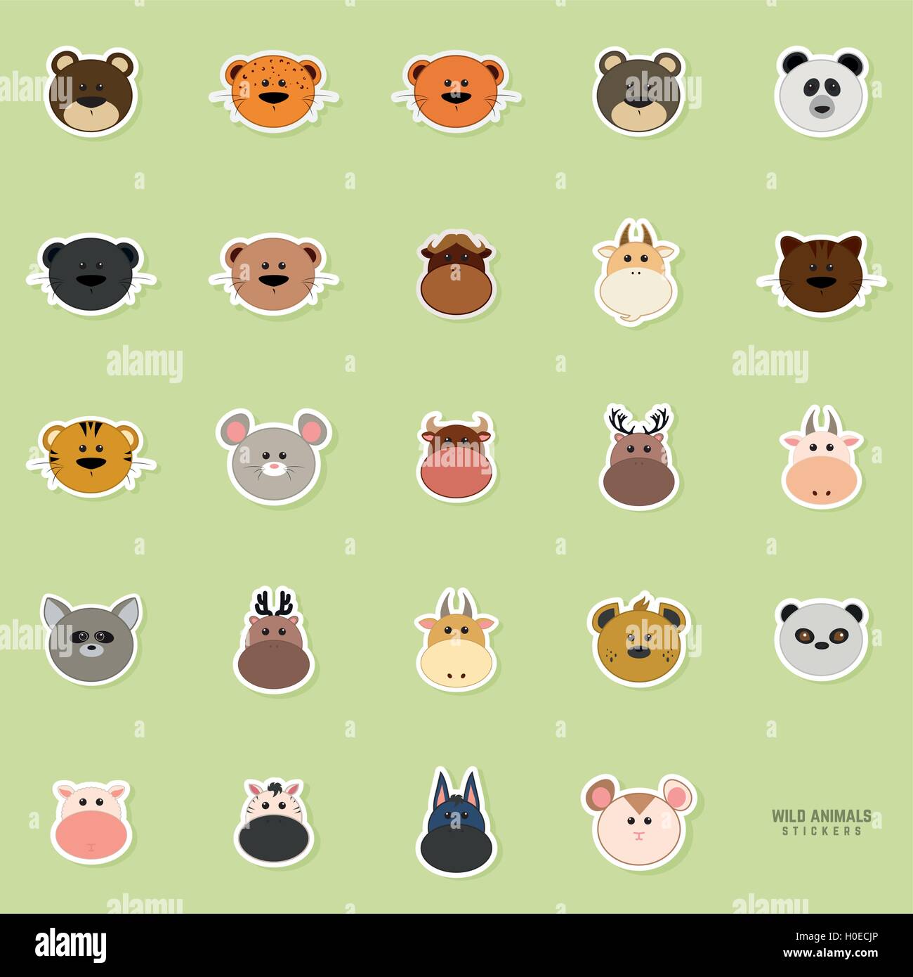 Cute Animals Faces Stock Vector Image & Art - Alamy