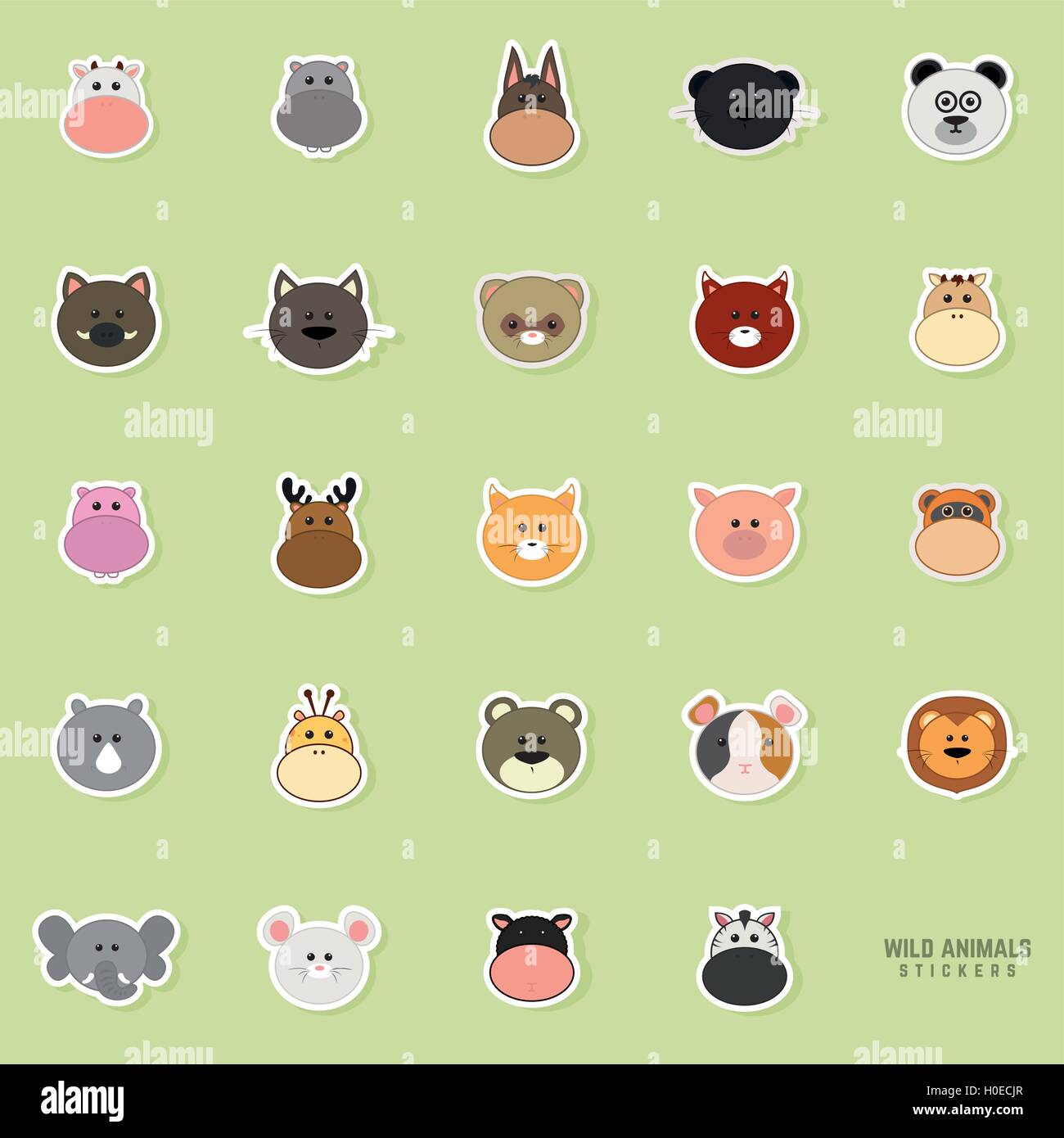 Cute Animals Faces Stock Vector Image & Art - Alamy