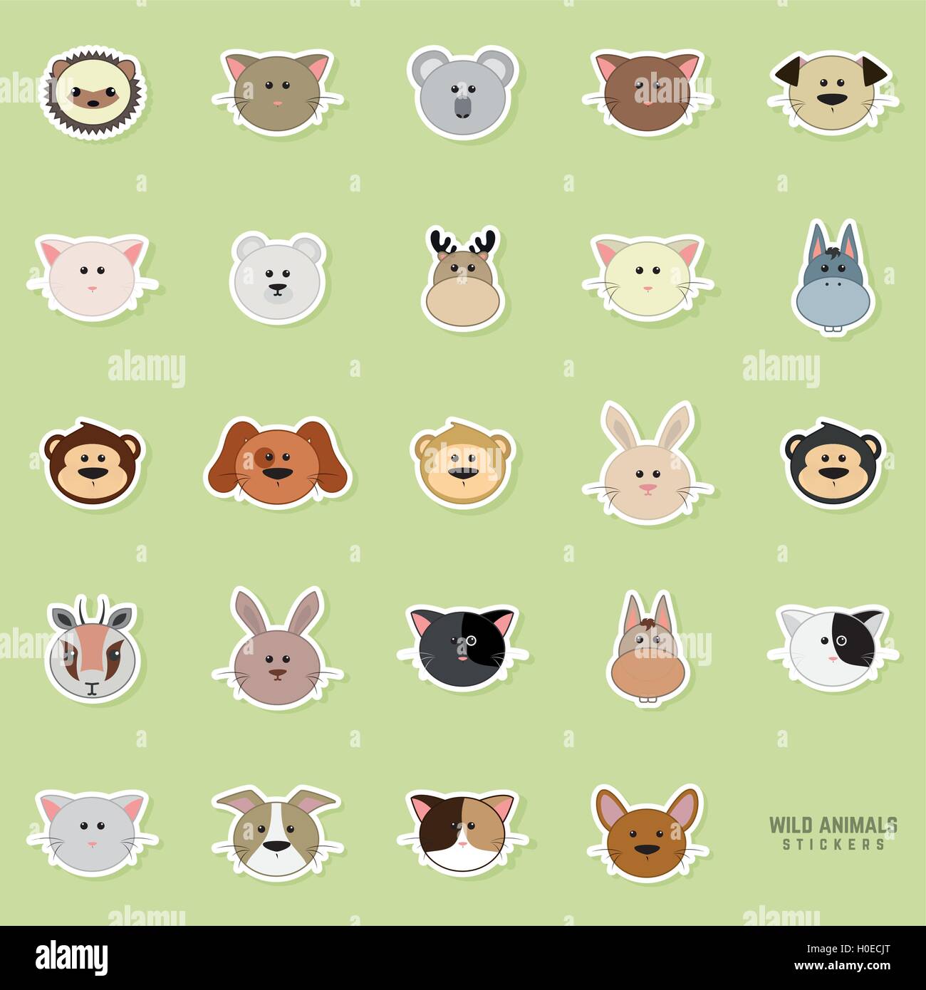 Cute Animals Faces Stock Vector Image & Art - Alamy