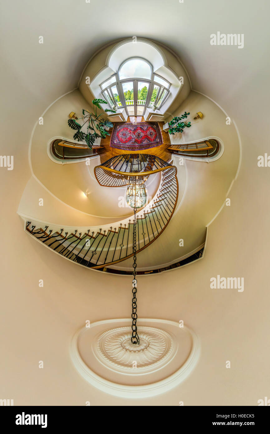 House interior in little planet view style, space distortion Stock ...