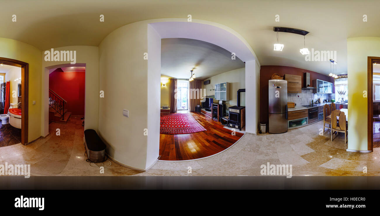 Home interior in panoramic 360 degree view, full sphere Stock Photo - Alamy
