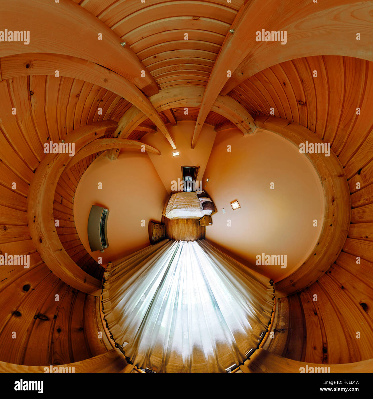 House interior in little planet view style, space distortion Stock ...