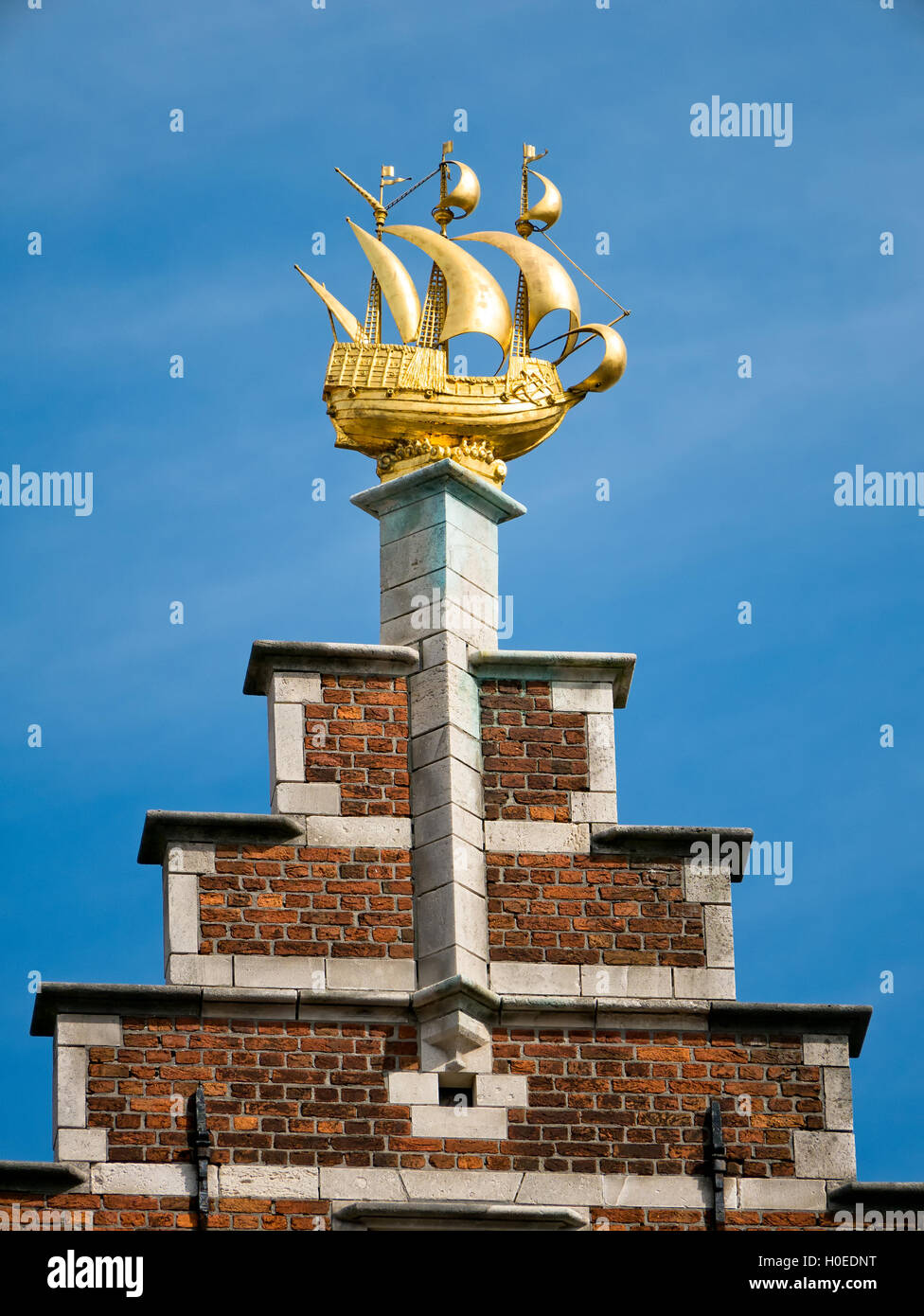 Golden ornament on landmark building in Antwerp Stock Photo - Alamy