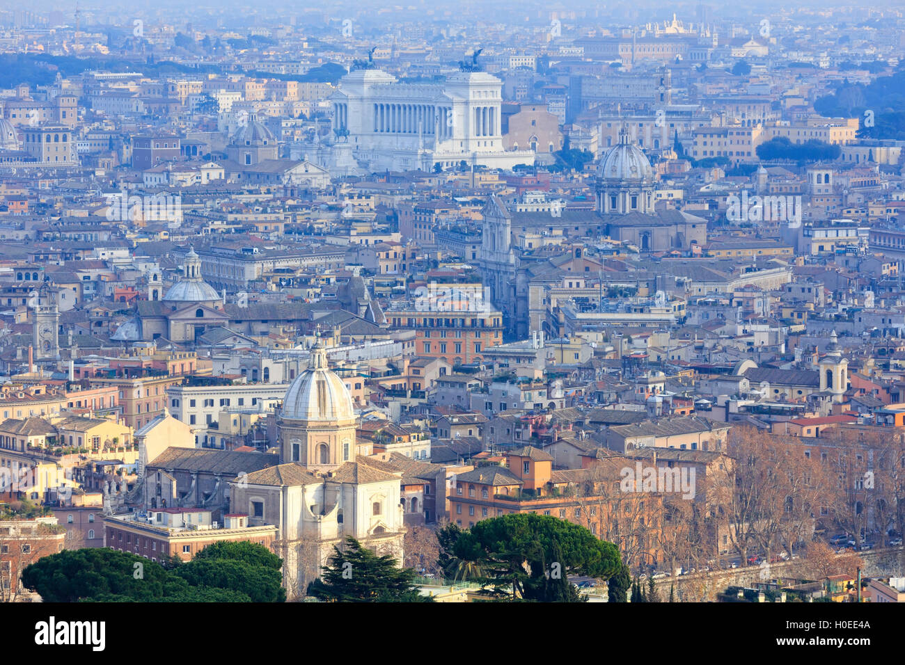 Rome City top view from St. Peter Basilica dome in Vatican City Stock ...