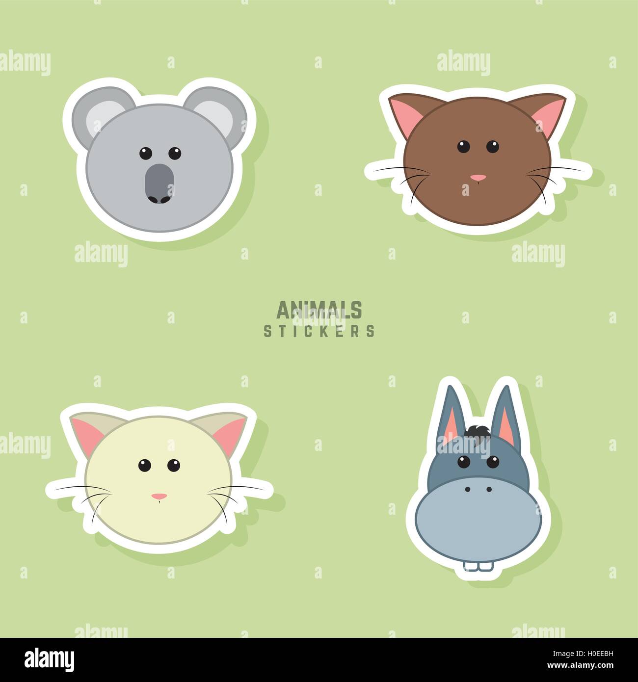 Cute Animals Faces Stock Vector Image & Art - Alamy