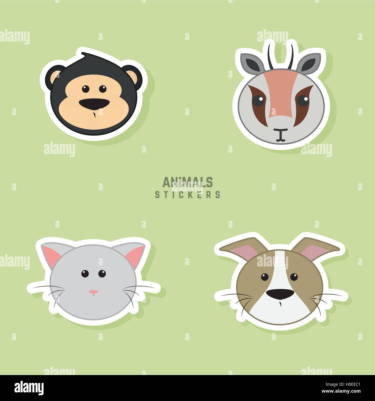 Cute Animals Faces Stock Vector Image & Art - Alamy