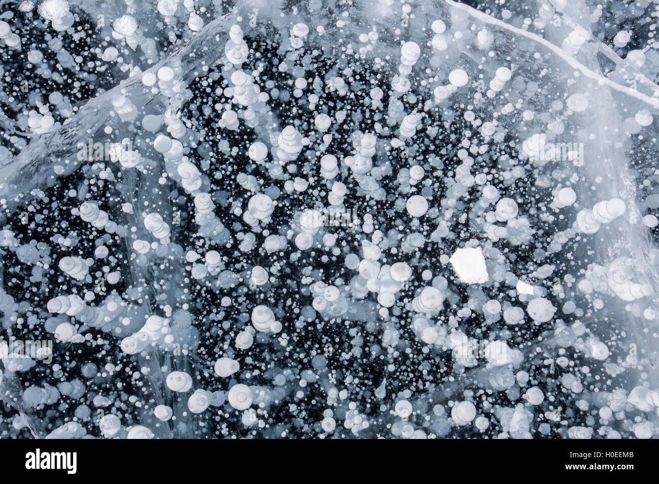 Frozen bubbles. Winter on The Baikal lake, Russia Stock Photo - Alamy