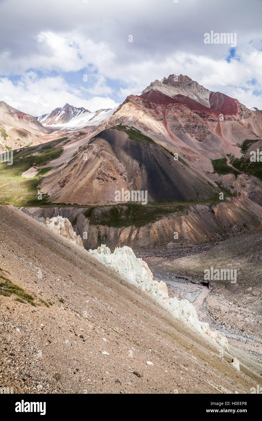 Beautiful view of Pamir mountains near the Lenin peak, Kyrgyzstan Stock ...