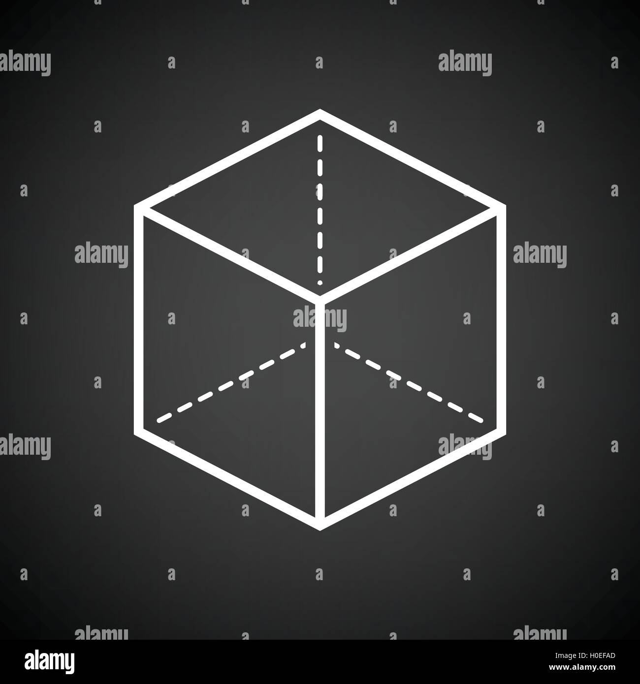 Cube with projection icon. Black background with white. Vector ...