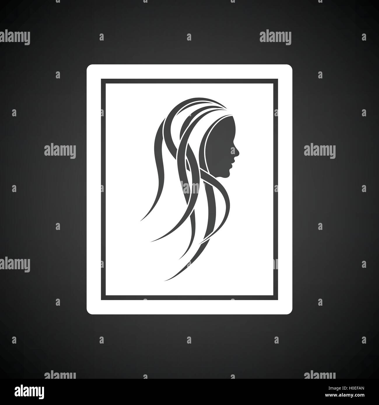 Portrait art icon. Black background with white. Vector illustration ...