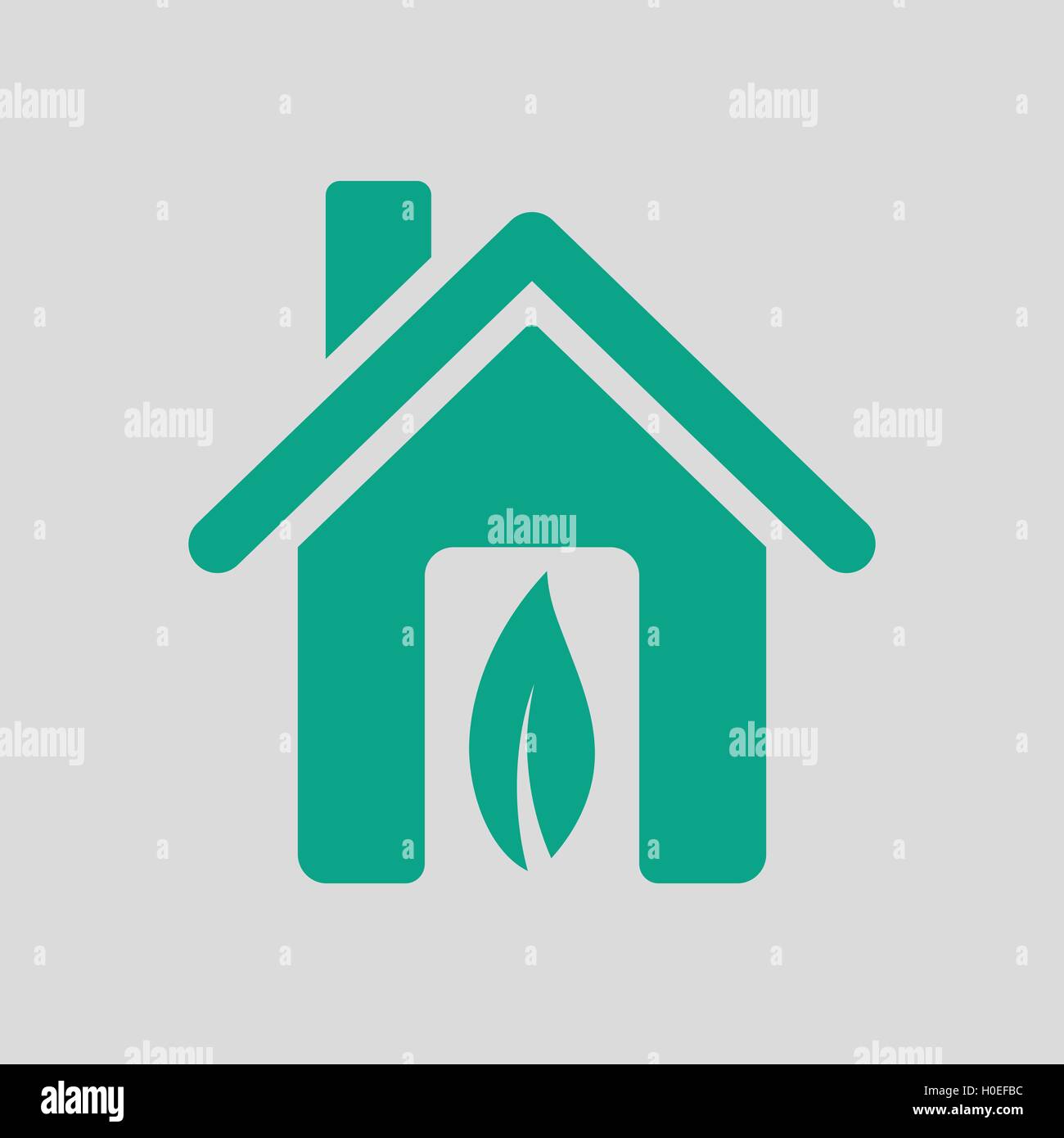 Ecological home leaf icon. Gray background with green. Vector ...