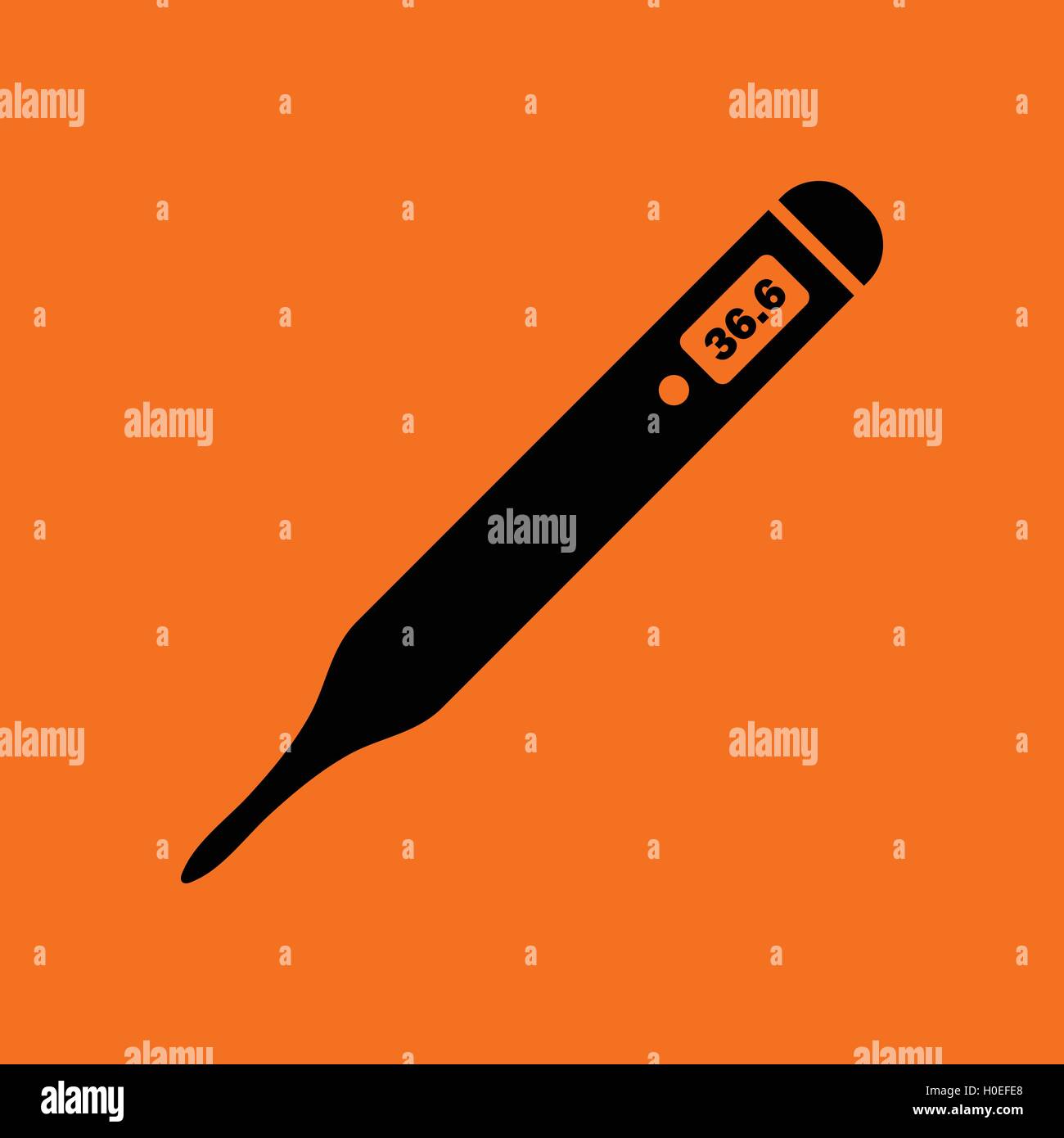 Medical thermometer icon. Orange background with black. Vector ...