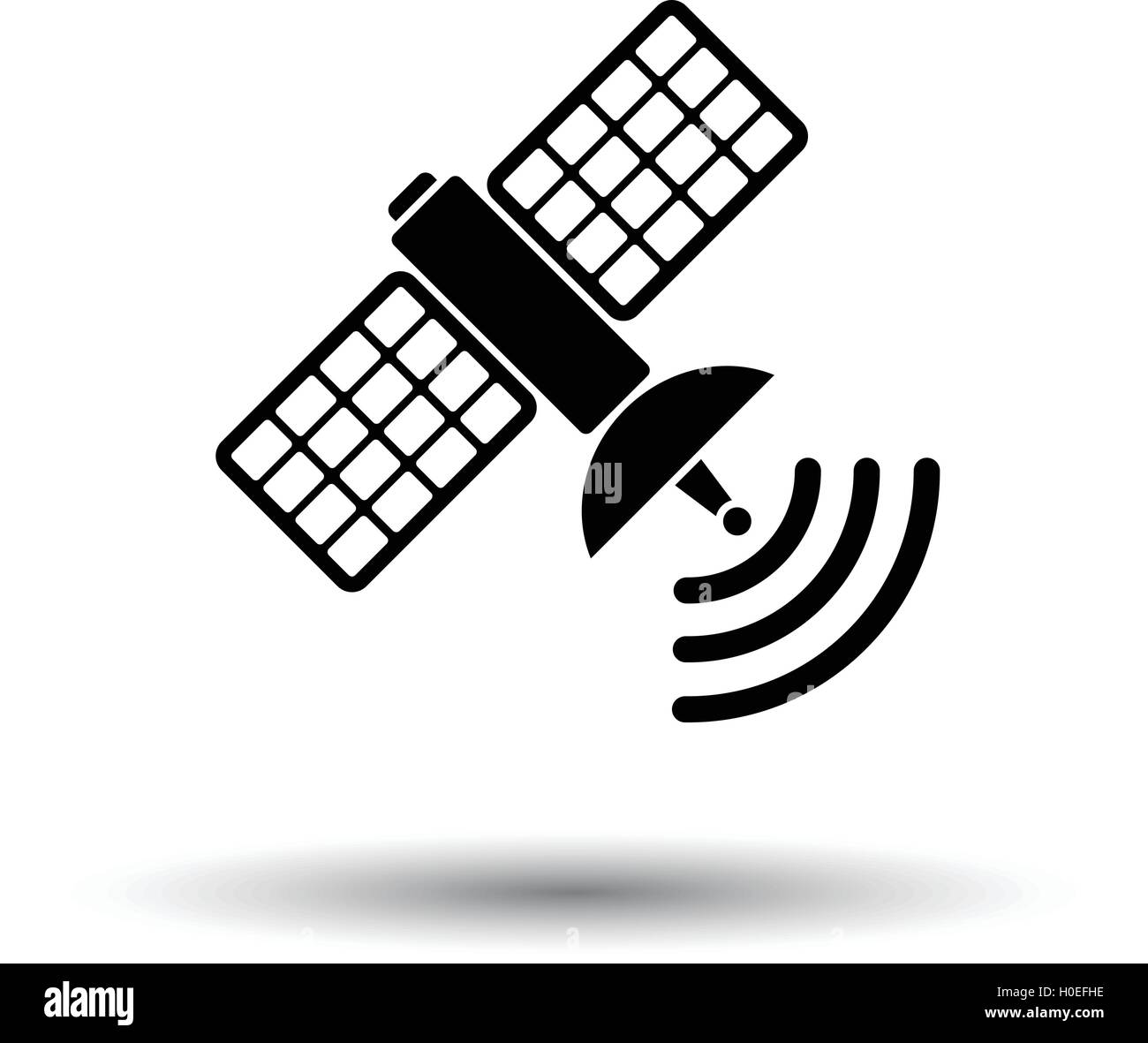 Satellite icon. White background with shadow design. Vector ...