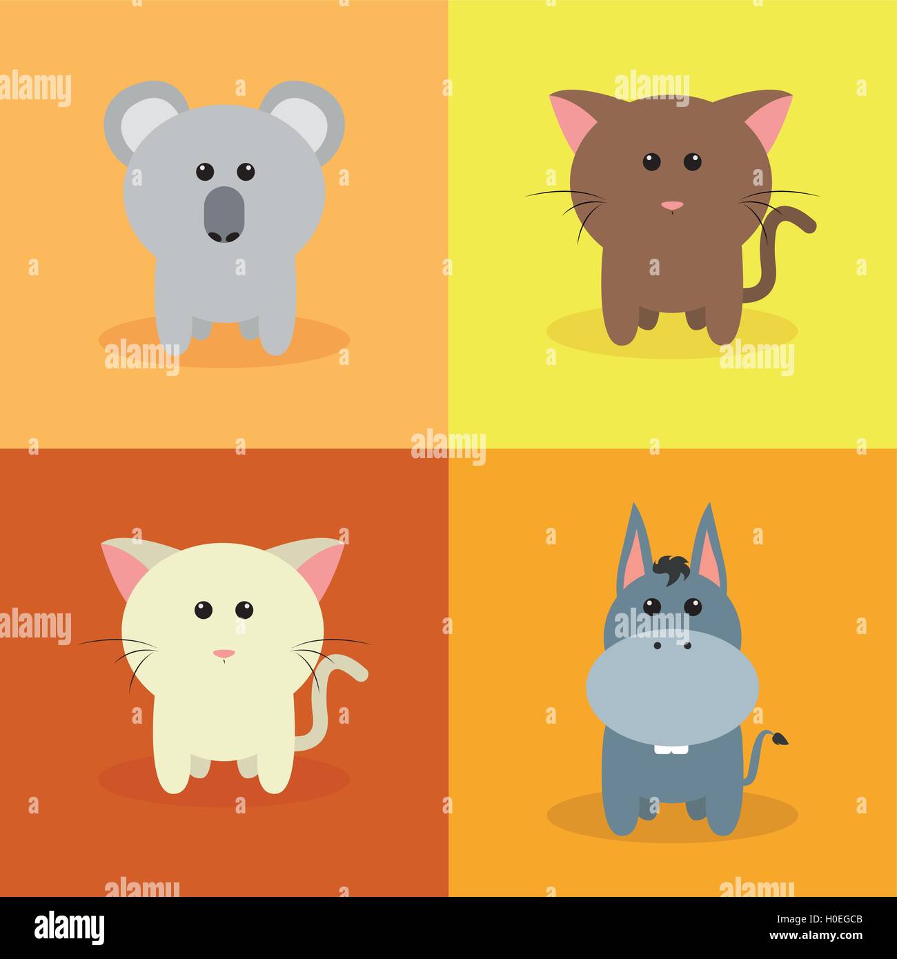 Cute Cartoon Animals Stock Vector Image & Art - Alamy
