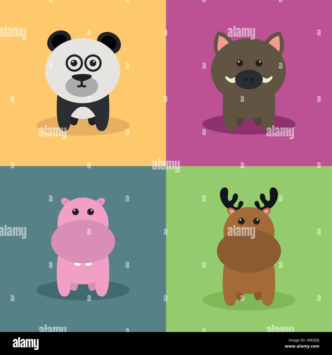 Cute Cartoon Animals Stock Vector Image & Art - Alamy