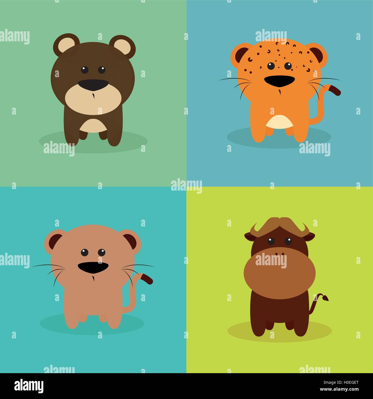 Cute Cartoon Animals Stock Vector Image & Art - Alamy
