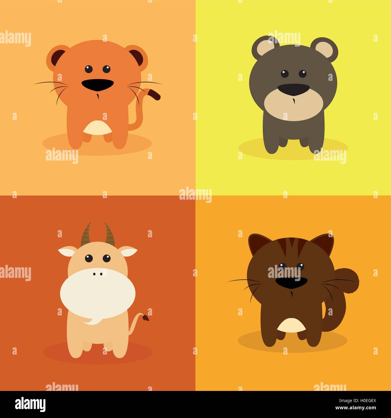Cute Cartoon Animals Stock Vector Image & Art - Alamy