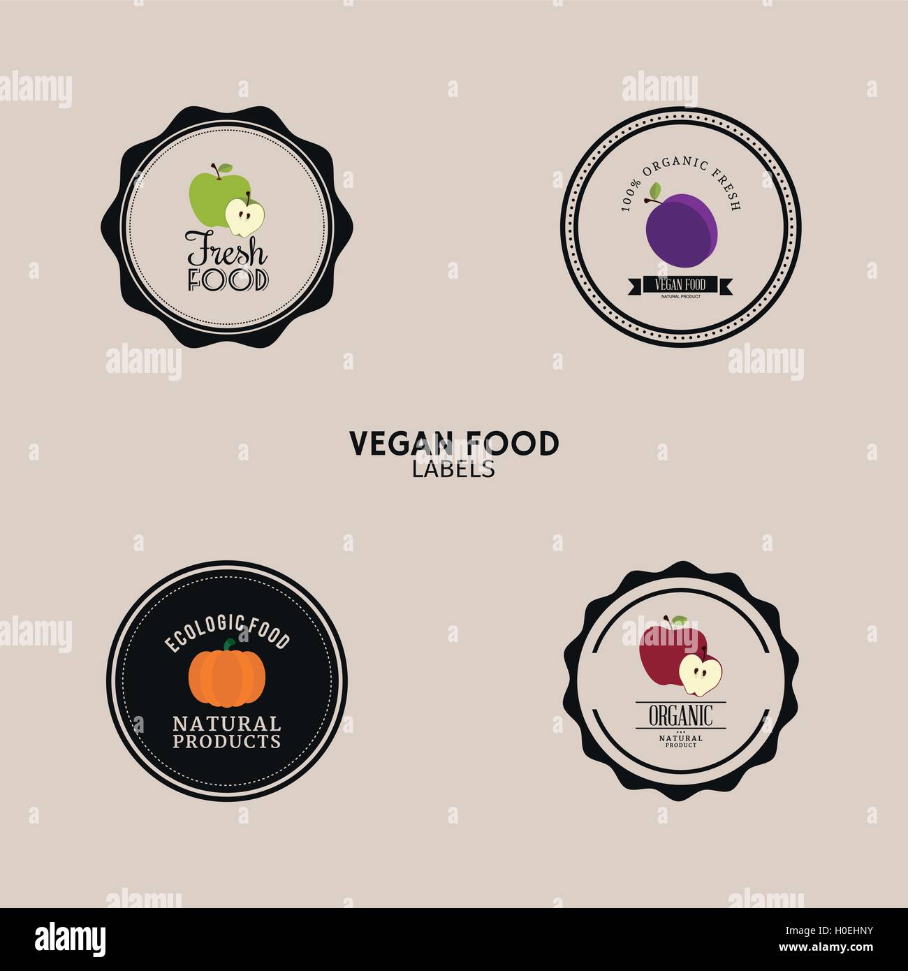 vegan food labels Stock Vector Image & Art - Alamy