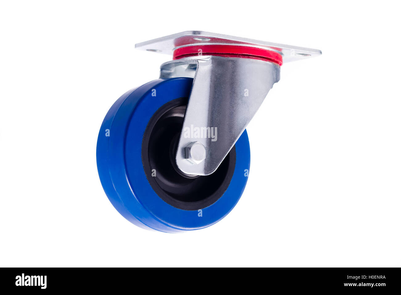 Industrial simple single steel caster without lock isolated on white ...