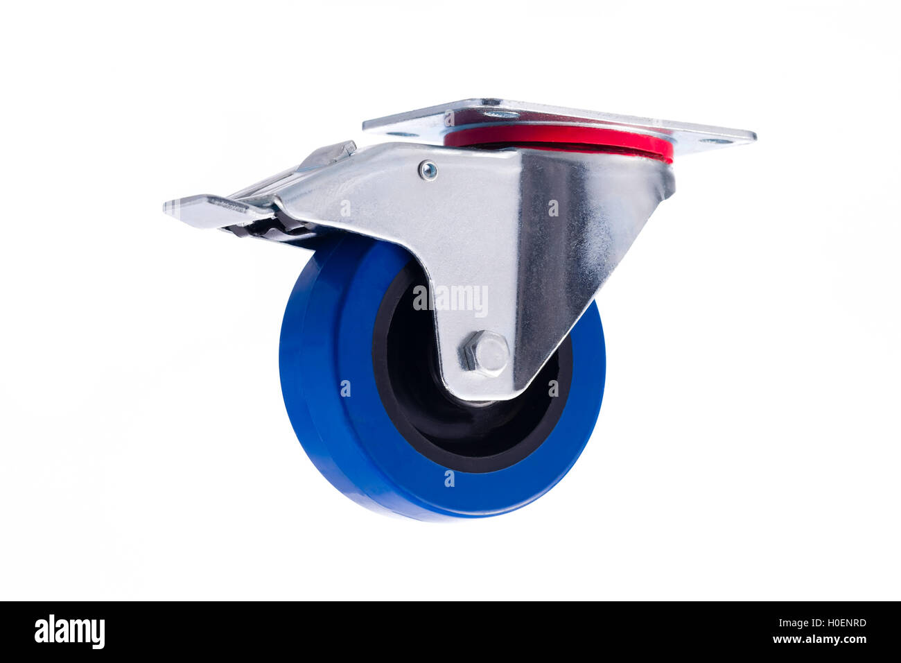 Industrial single steel caster with lock isolated on white background ...