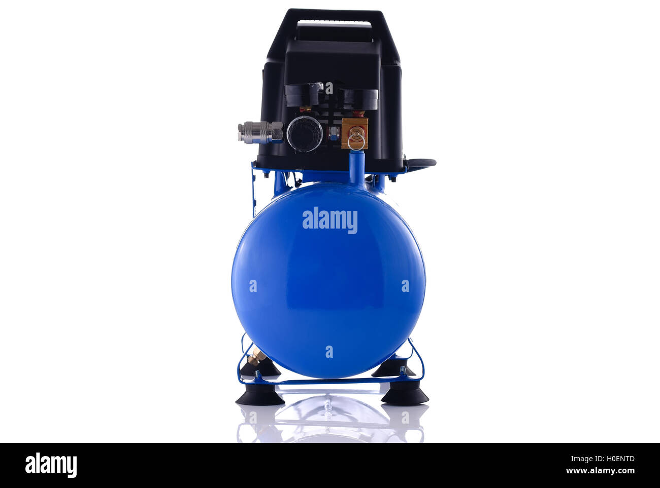Mini blue compressor front view isolated on white background Stock ...