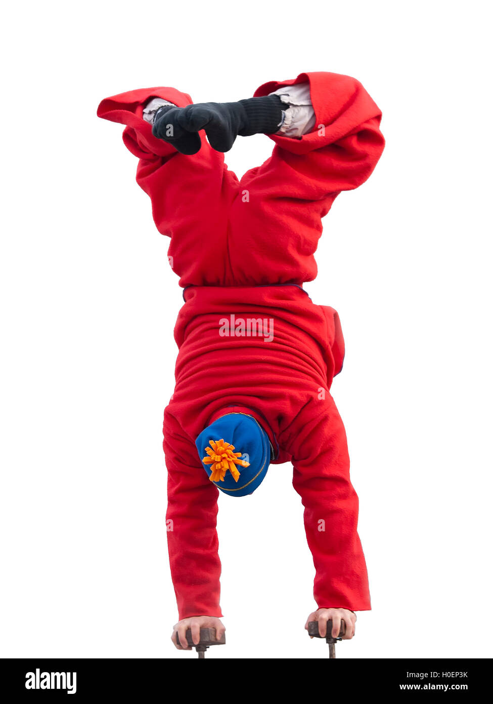 Acrobat male standing on hands isolated on white background Stock Photo ...