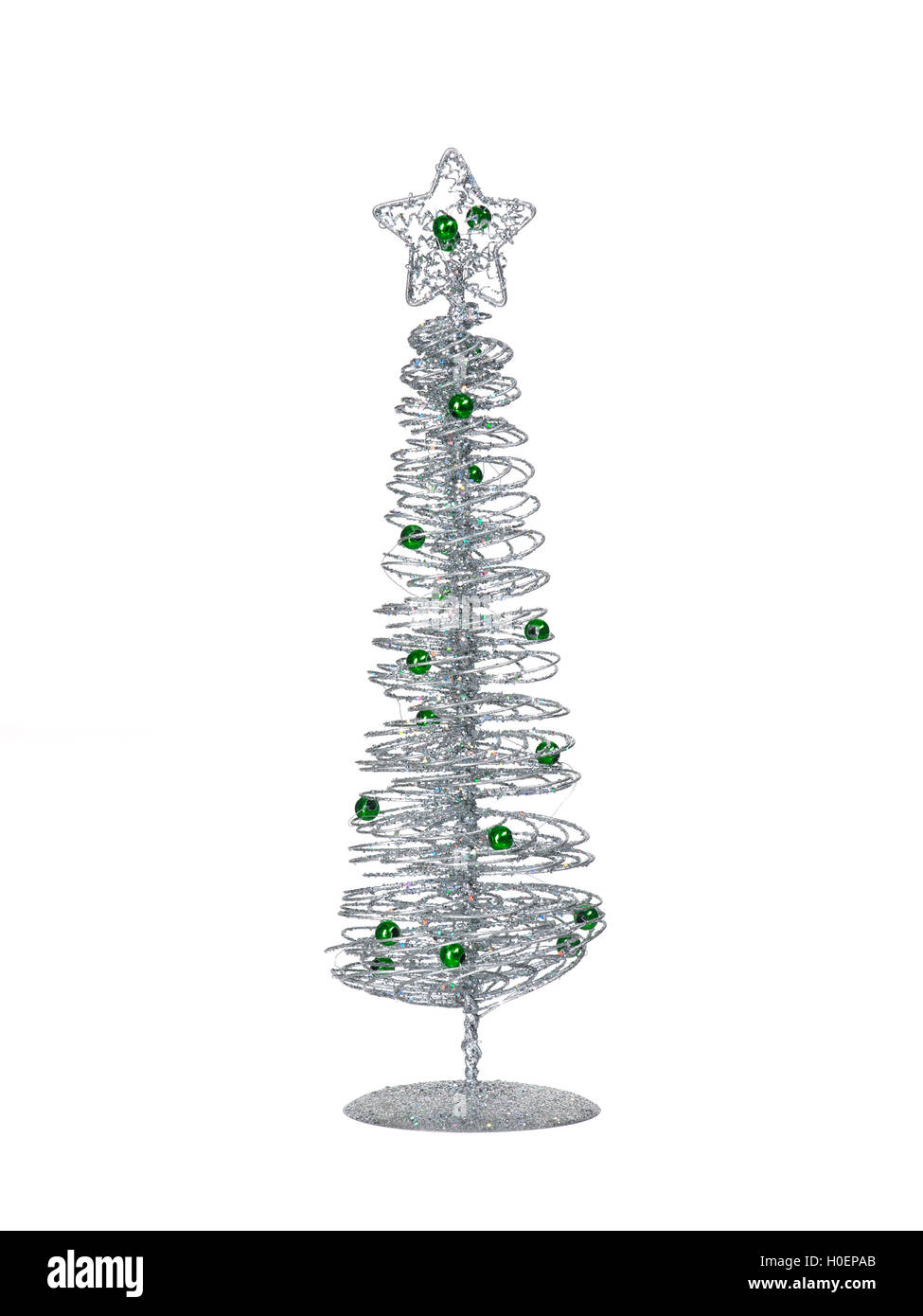 Silver modern wire Christmas tree isolated on white background Stock ...