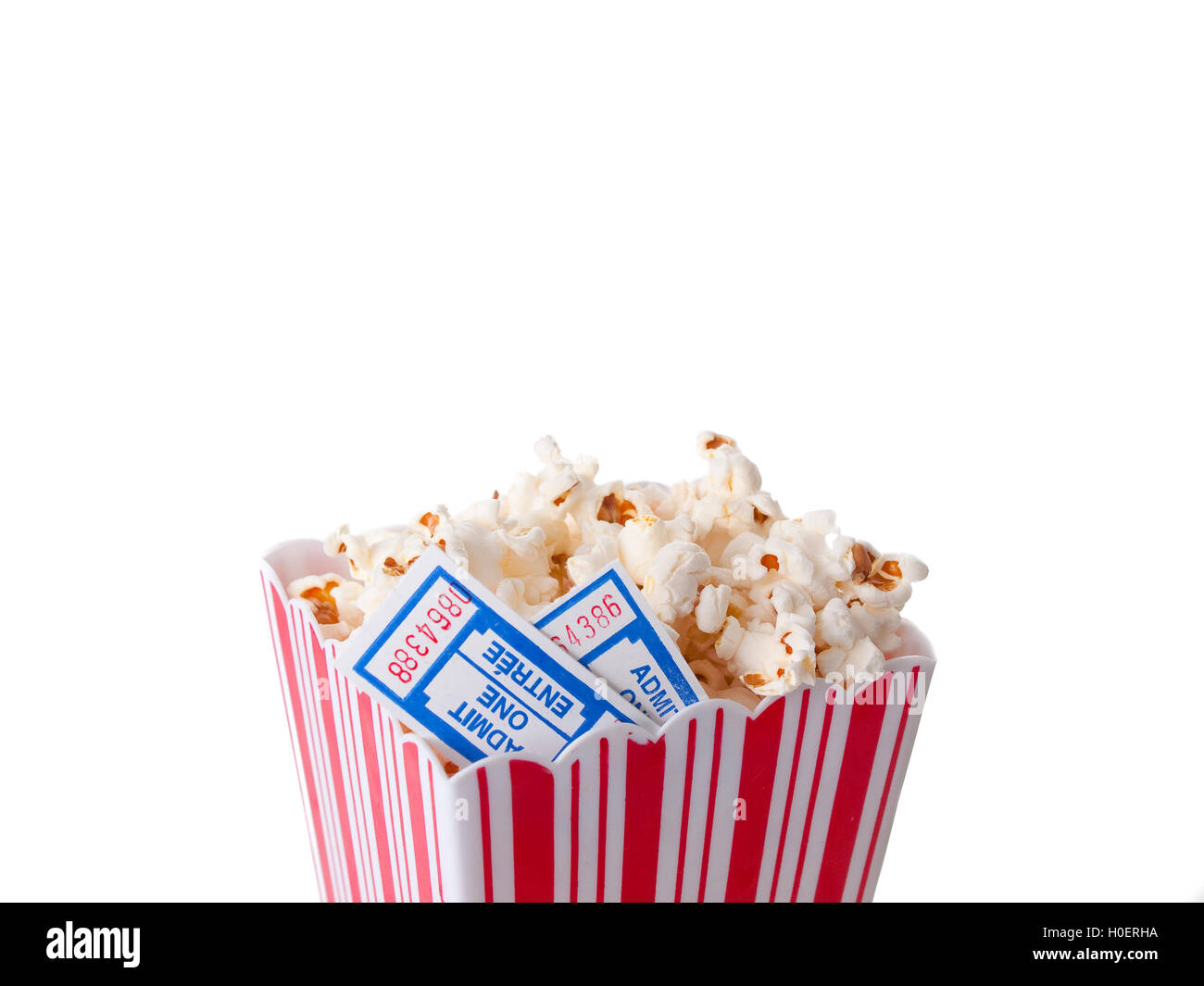 Pop Corn with tickets isolated on white background Stock Photo - Alamy