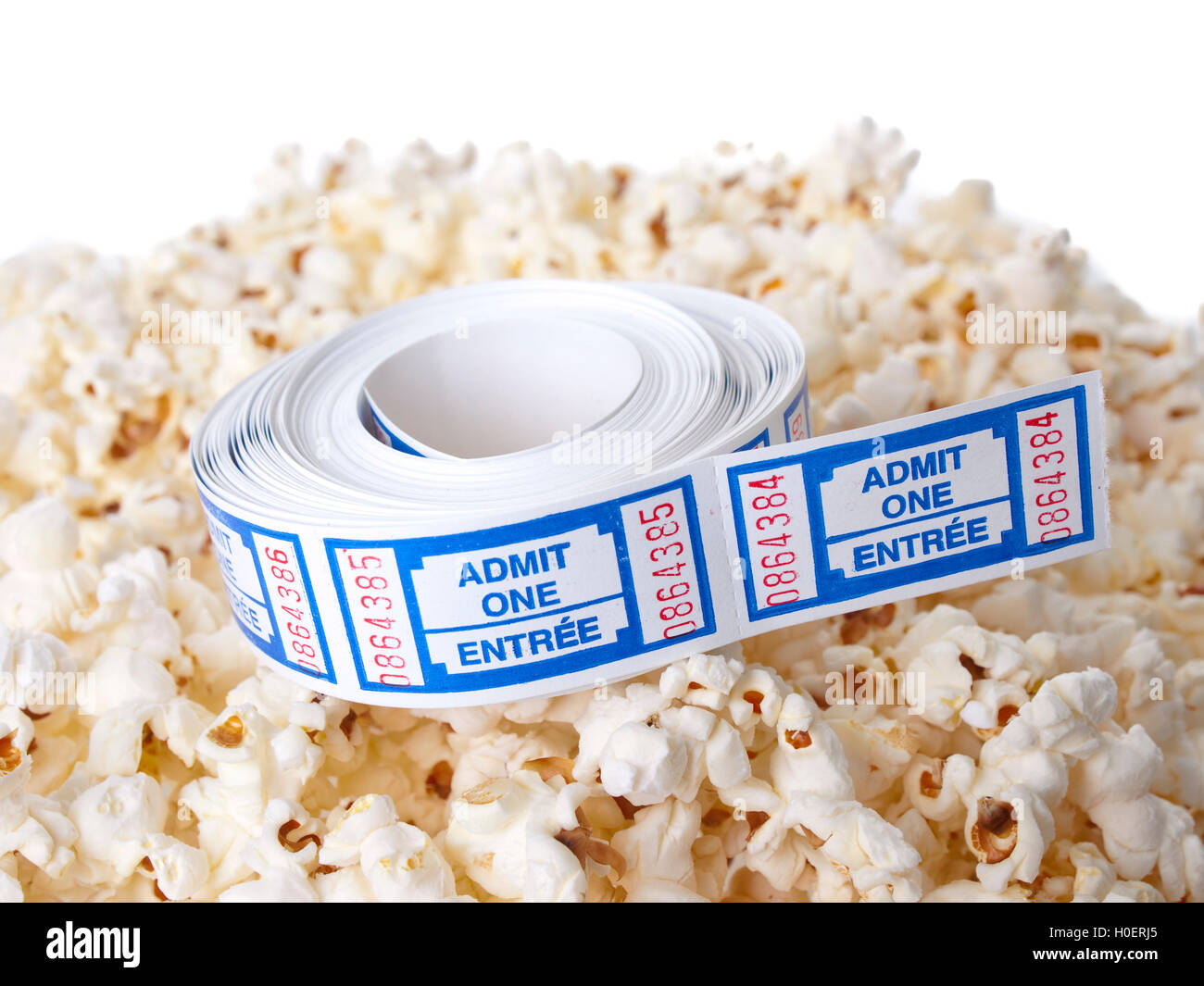 Pop Corn with tickets isolated on white background Stock Photo - Alamy
