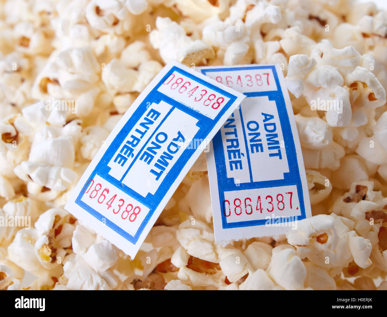 Pop Corn with tickets isolated on white background Stock Photo - Alamy