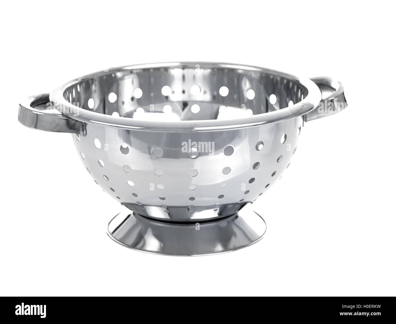 Chrome colander isolated on white background Stock Photo - Alamy